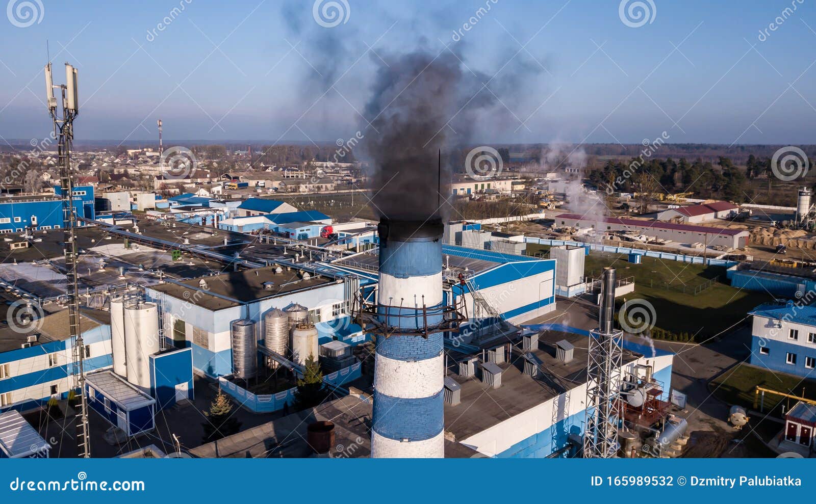 Black Smoke from the Factory Chimney Top View Stock Photo - Image of ...