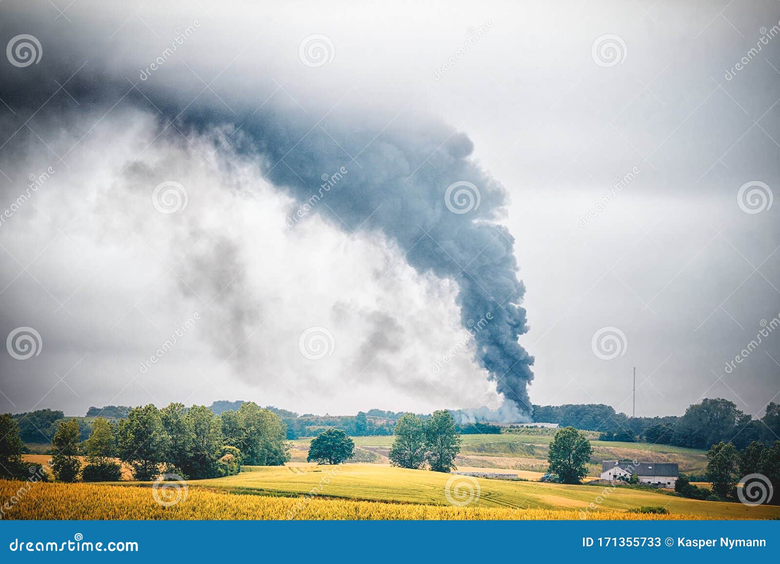 Black Smoke from a Fire in a Rural Countryside Stock Image - Image of ...