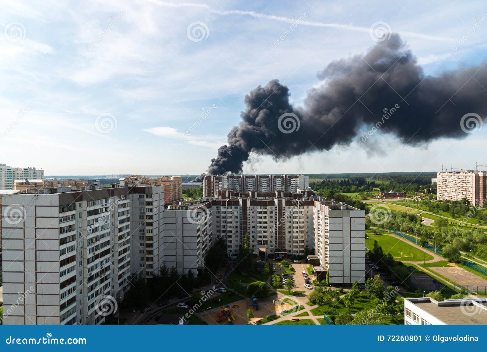 Black Smoke from a Major Fire in Moscow, Russia Stock Image - Image of ...