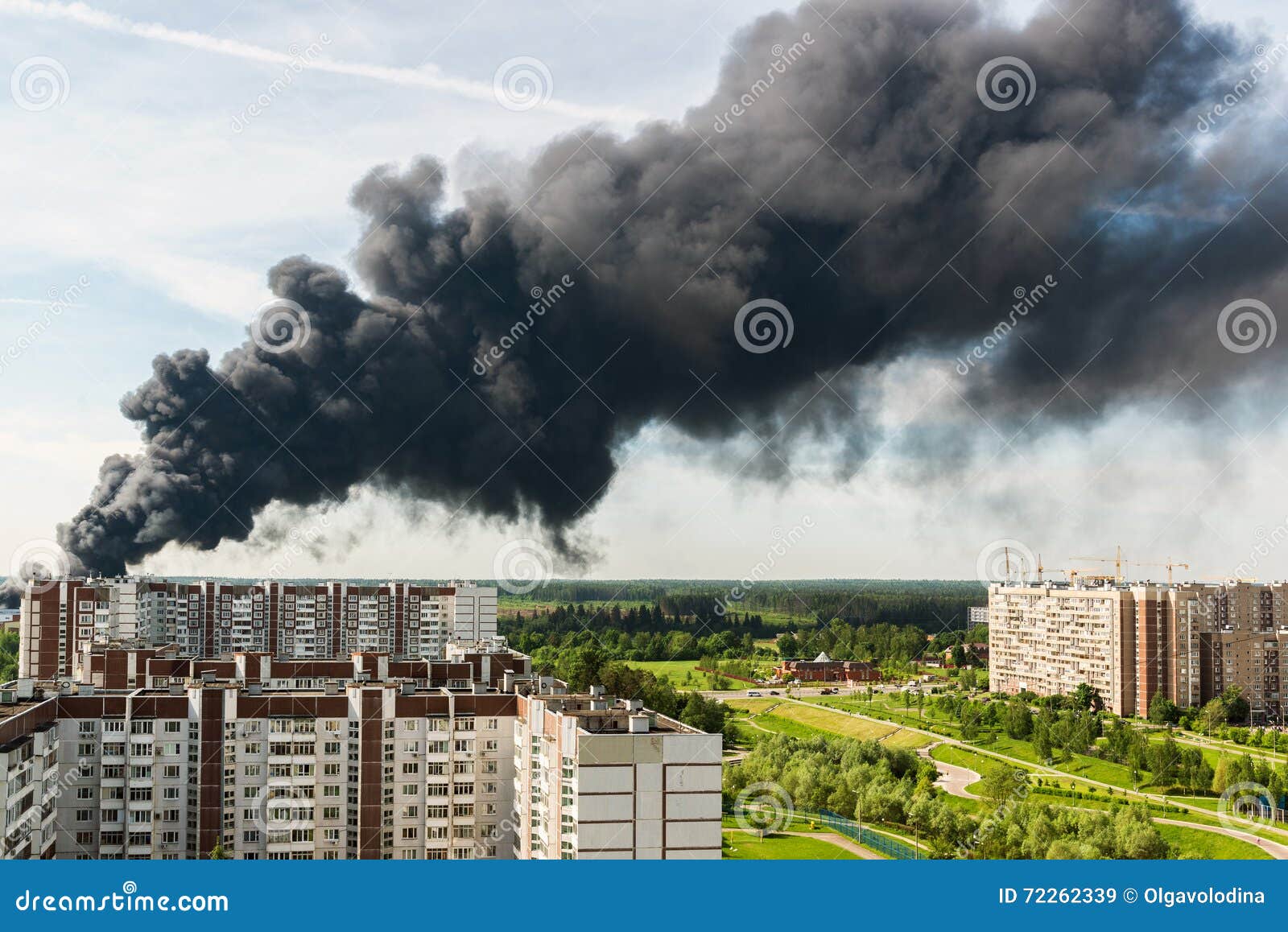 Black Smoke from a Major Fire in Moscow, Russia Stock Image - Image of ...