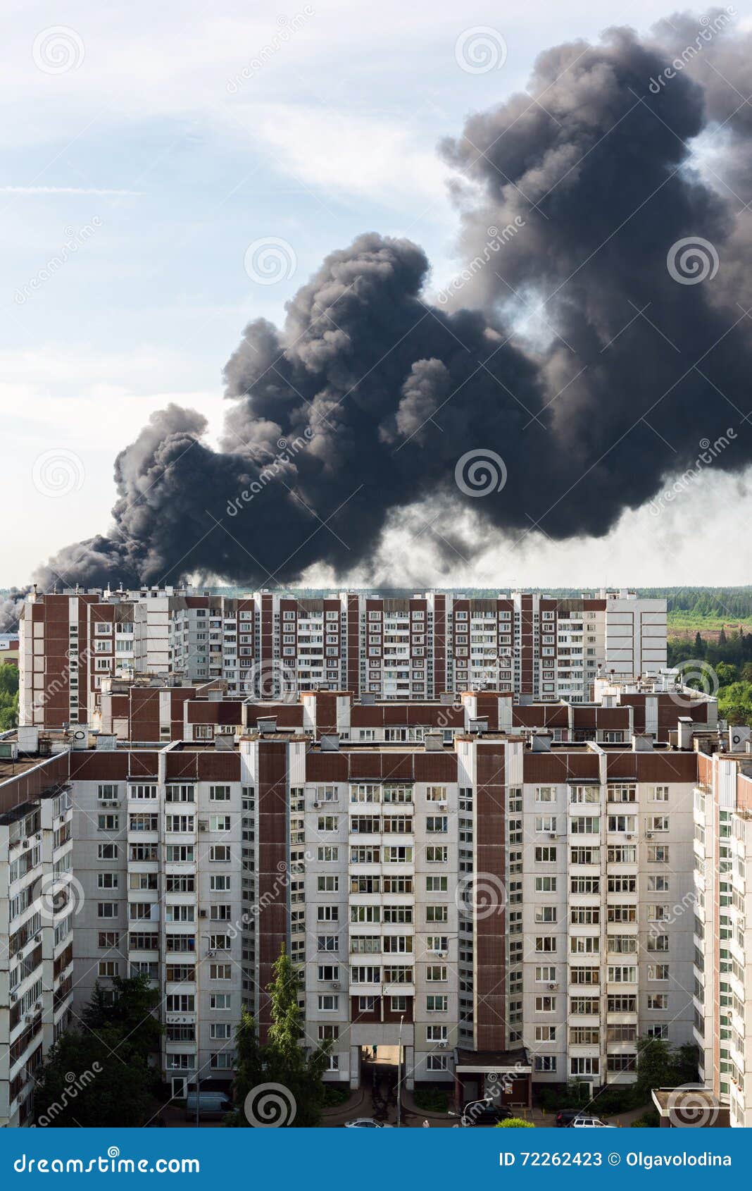 Black Smoke from a Major Fire in Moscow, Russia Stock Image - Image of ...