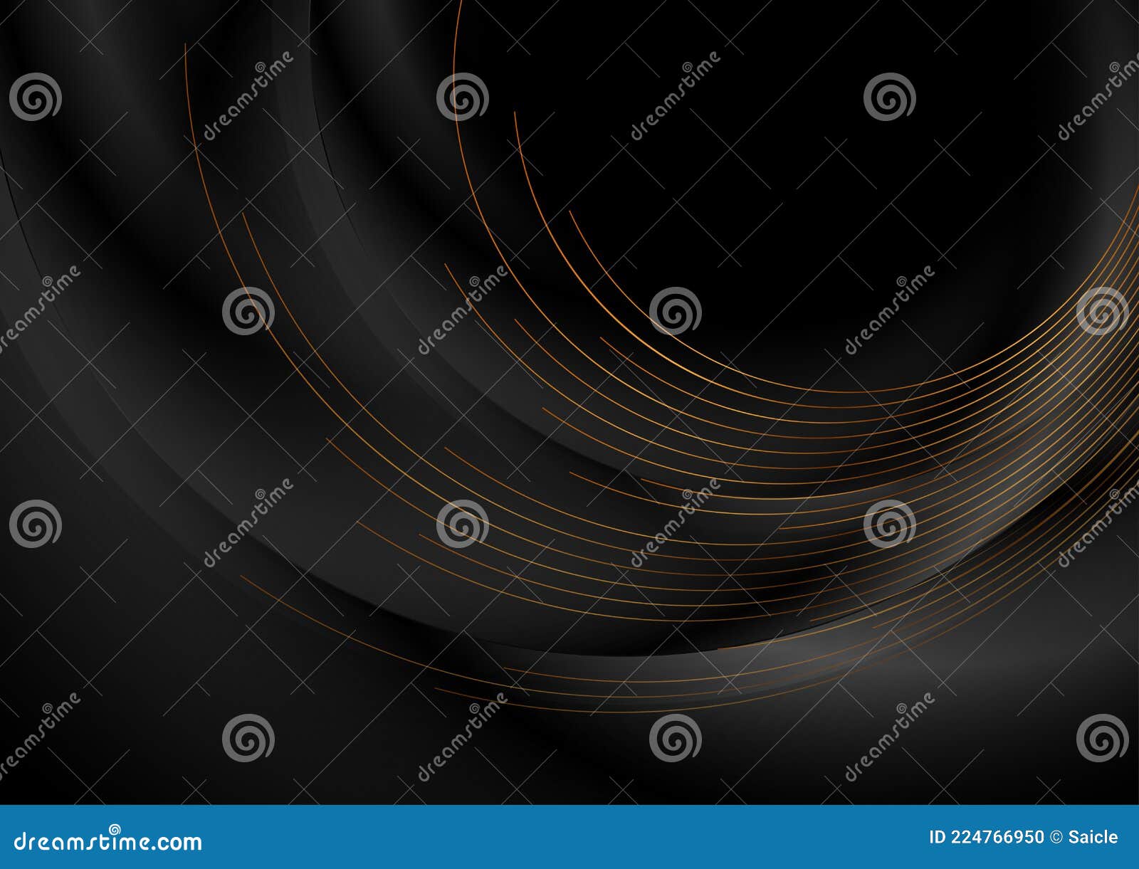 Black Smooth Abstract Background with Golden Lines Stock Vector ...