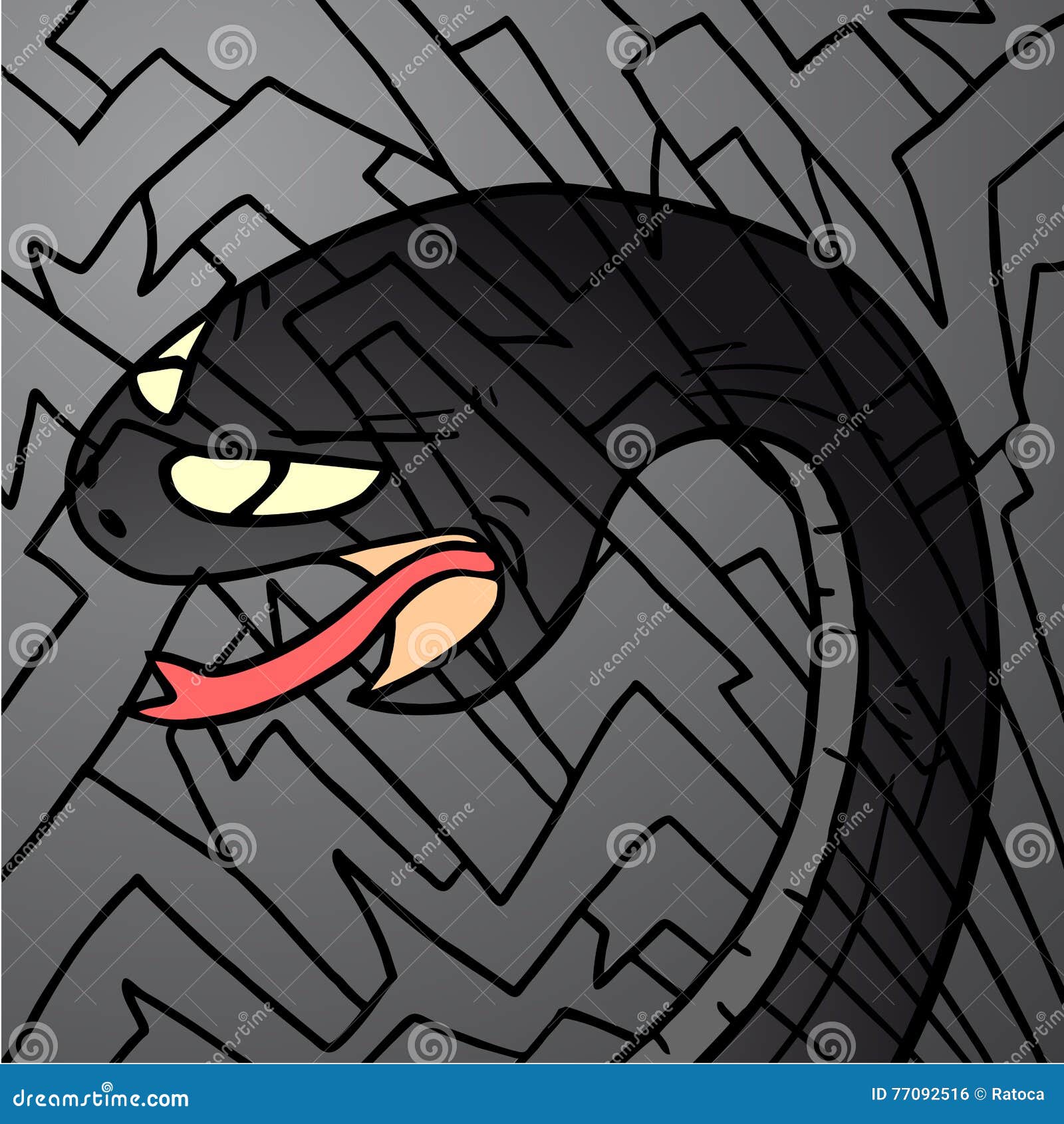 Black snake stock vector. Illustration of snake, animal - 77092516