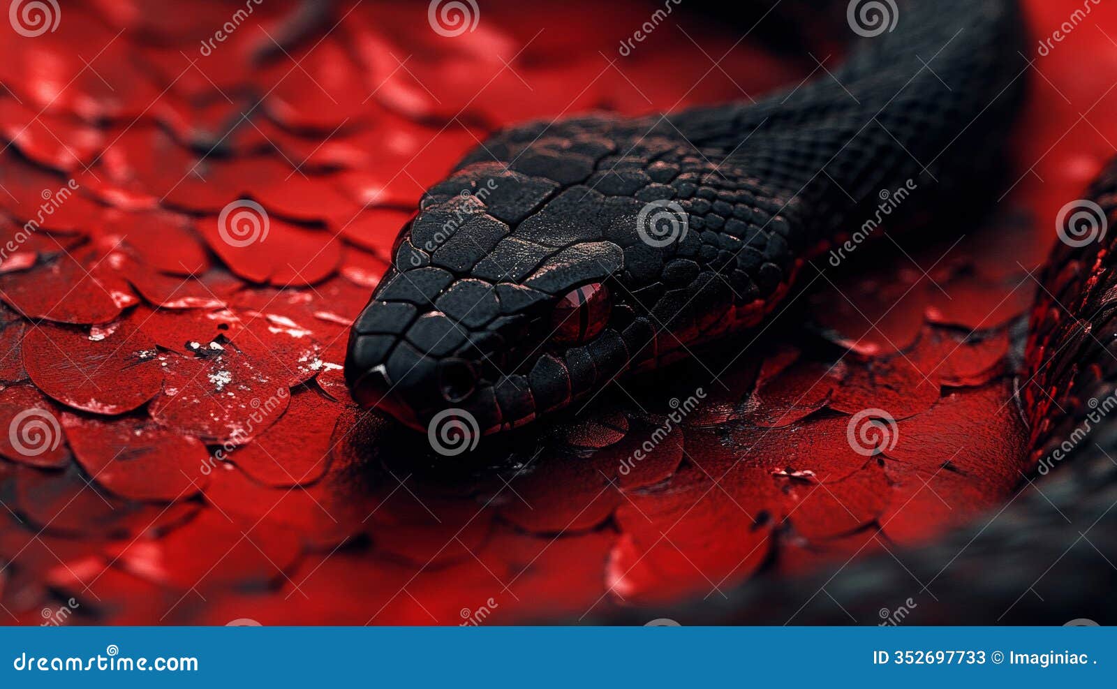 Black Snake on Red Scaled Surface Stock Illustration - Illustration of ...