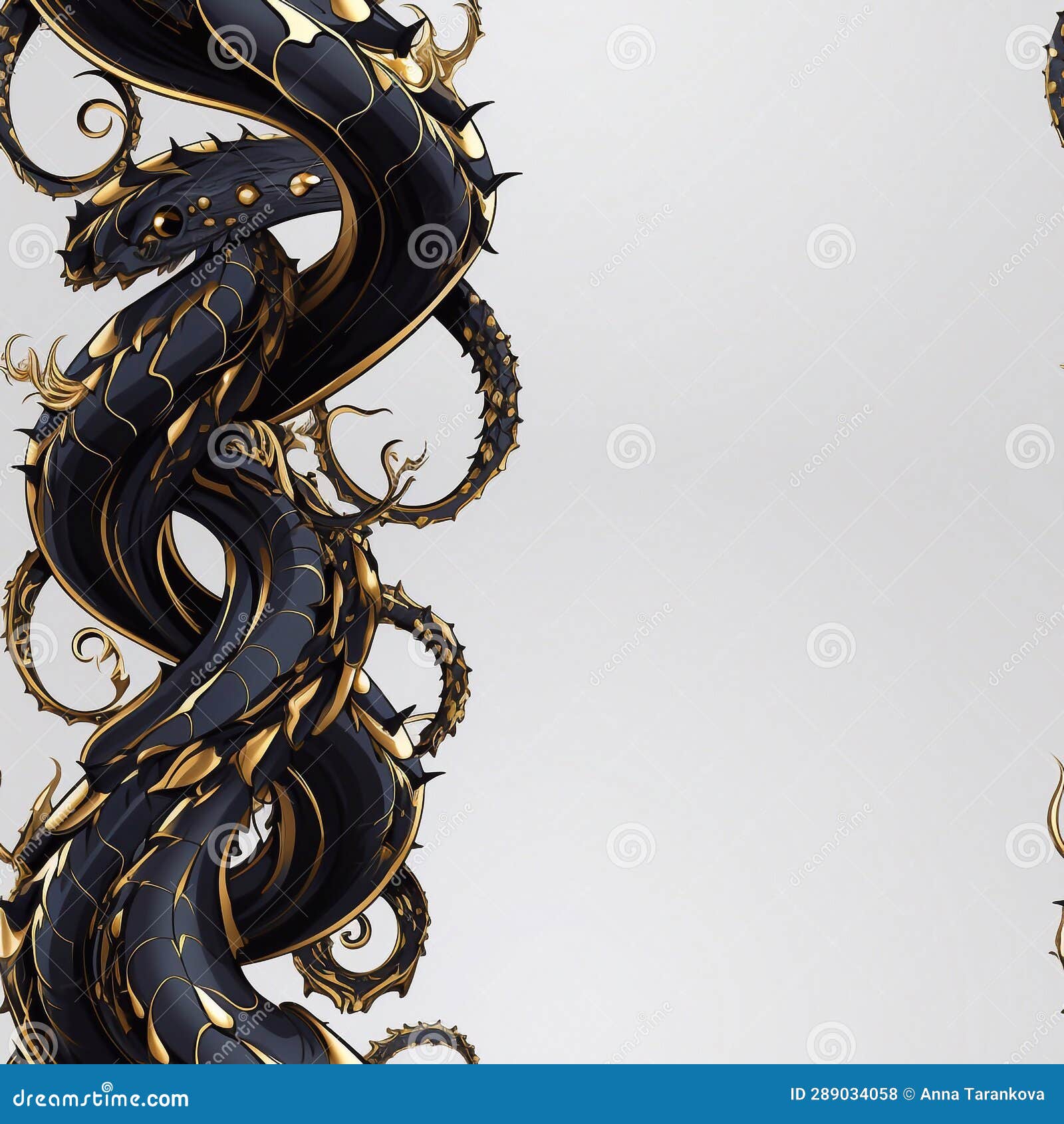 Black Snakes.Seamless Magical Fantasy Pattern with Snakes and Dragons ...