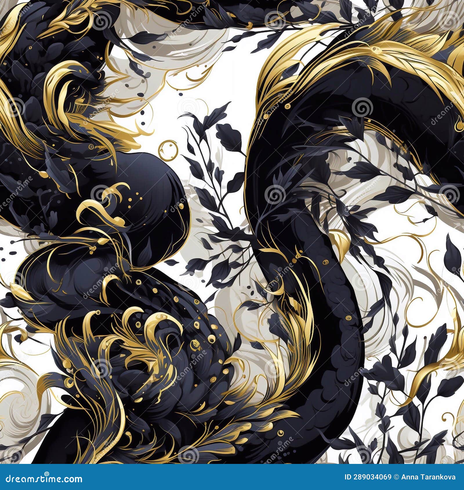 Black Snakes.Seamless Magical Fantasy Pattern with Snakes and Dragons ...