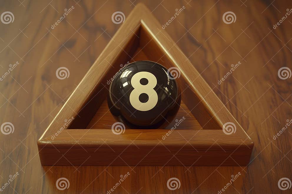 An Isolated Snooker Ball Resting in a Wooden Triangle on a Polished ...