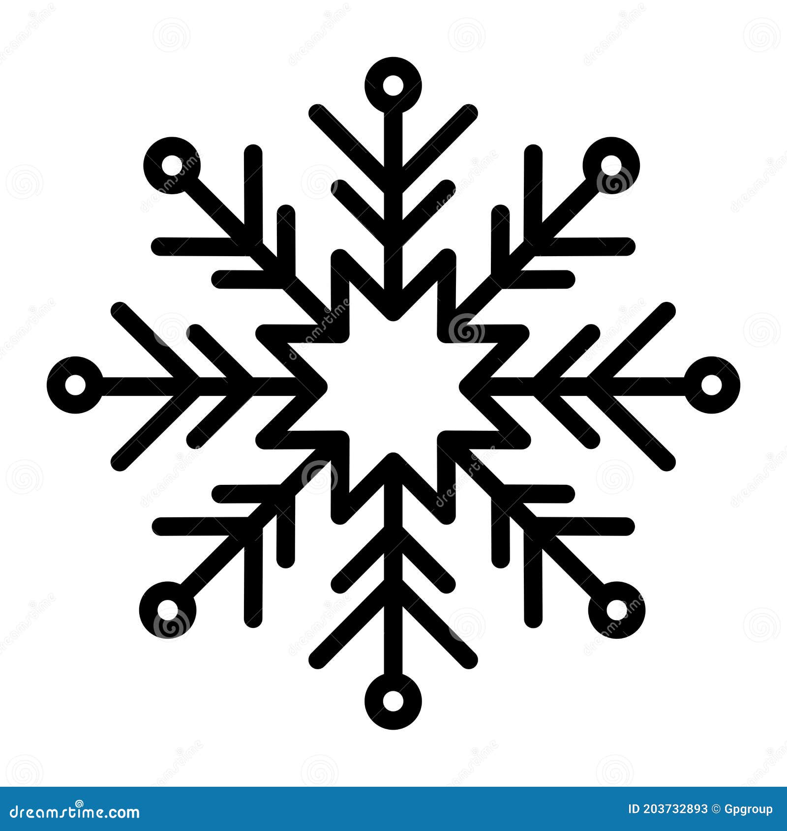 Black Snowflake on White Background Stock Vector - Illustration of ...