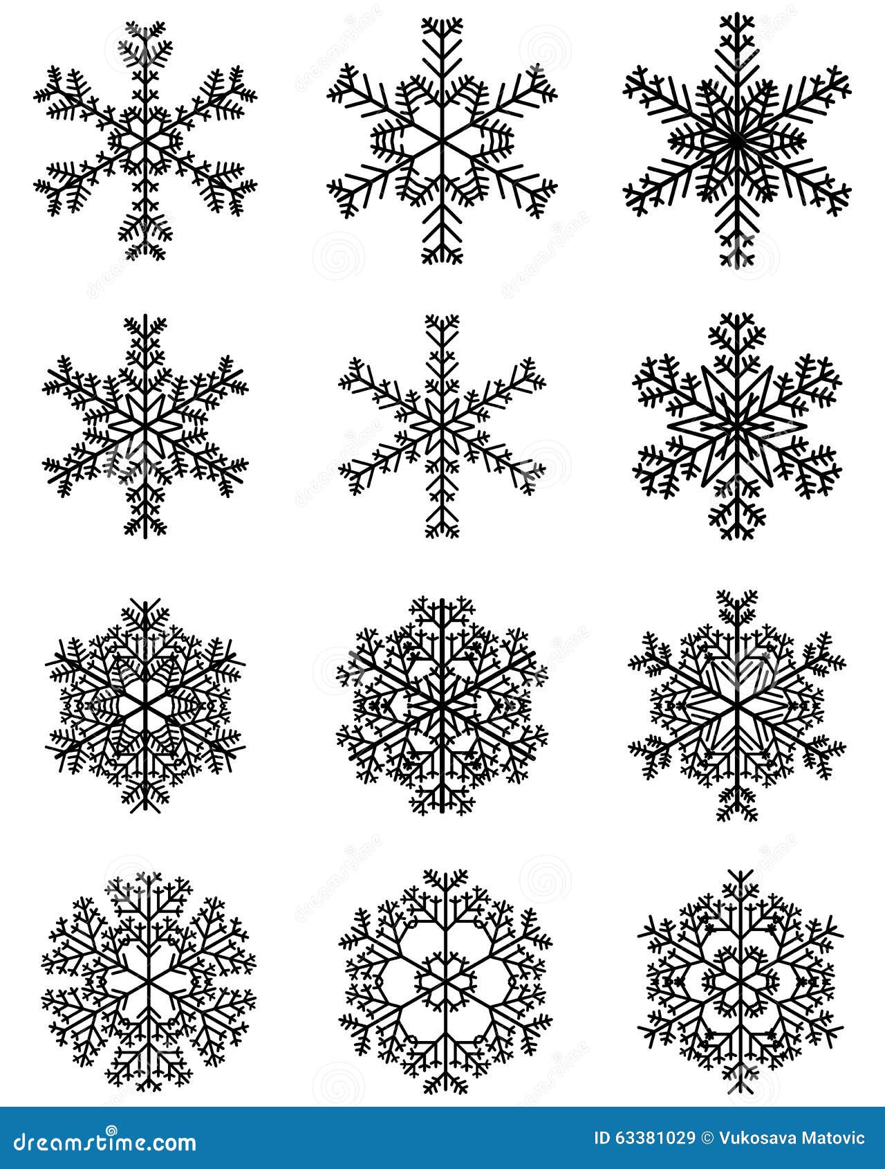 Black snowflakes stock illustration. Illustration of beautiful - 63381029