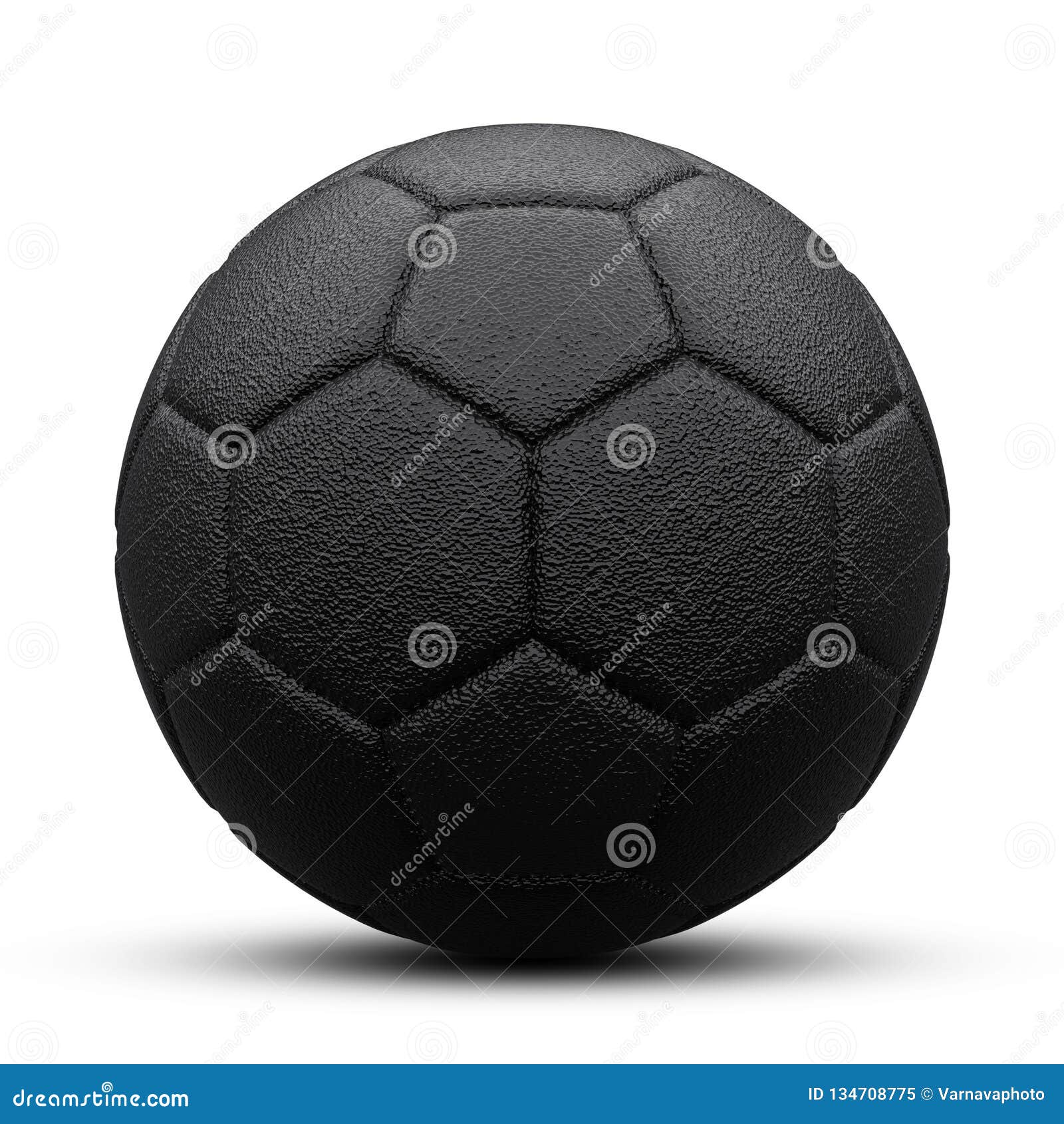 Black Soccer Ball with Shadow. Isolated on White. 3d Render. Stock ...
