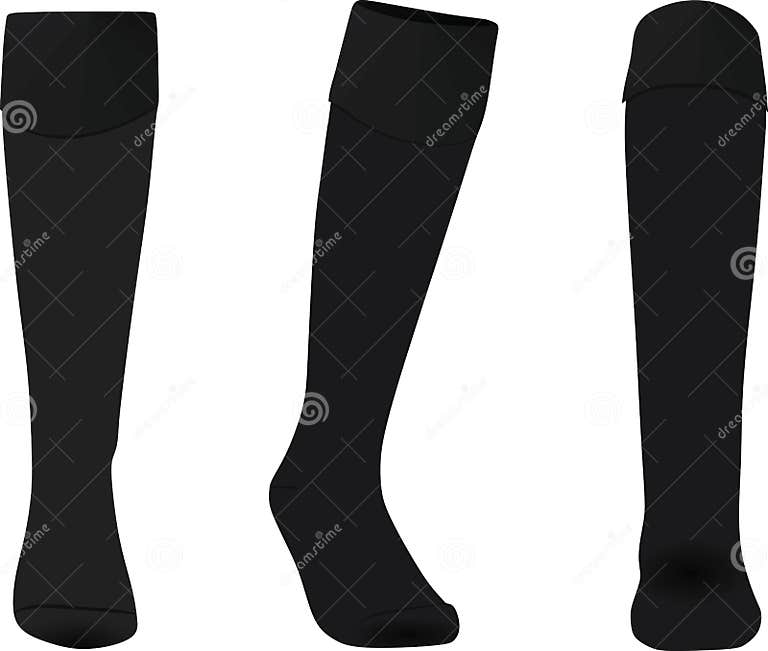 Black Socks, Front, Back and Side View Stock Vector - Illustration of ...