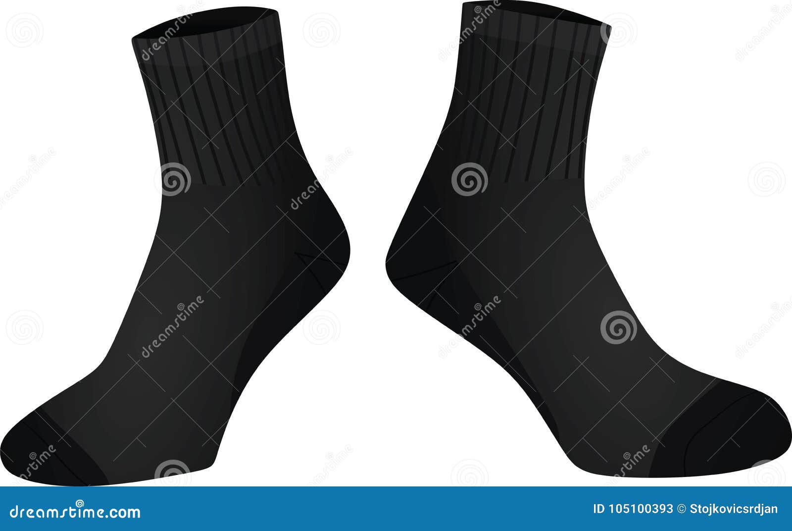 Black Socks Template, Front View Stock Vector - Illustration of cotton ...