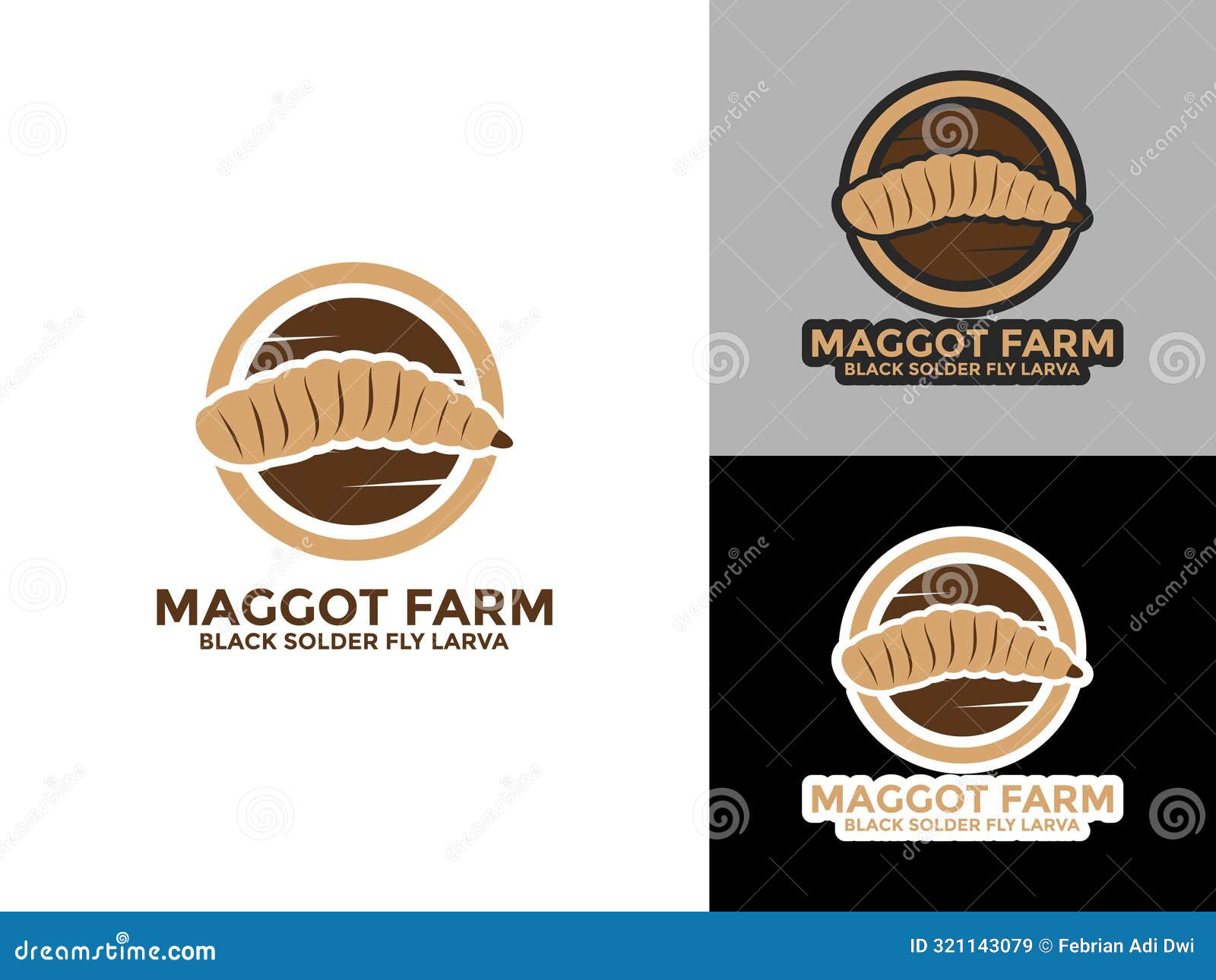 Black Solder Fly Larva Farm Logo Vector, Maggot Farm , Larvae Farm Logo ...