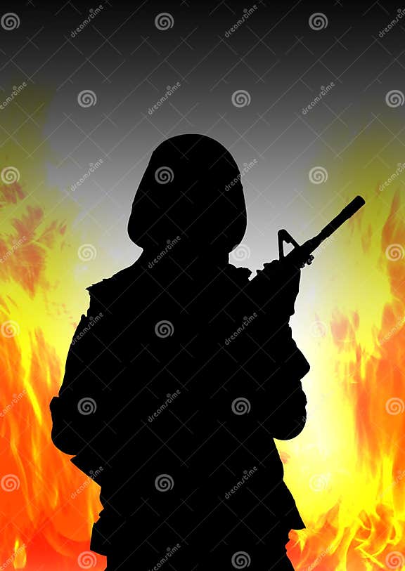 Black soldier shadow. stock image. Image of army, danger - 84568237