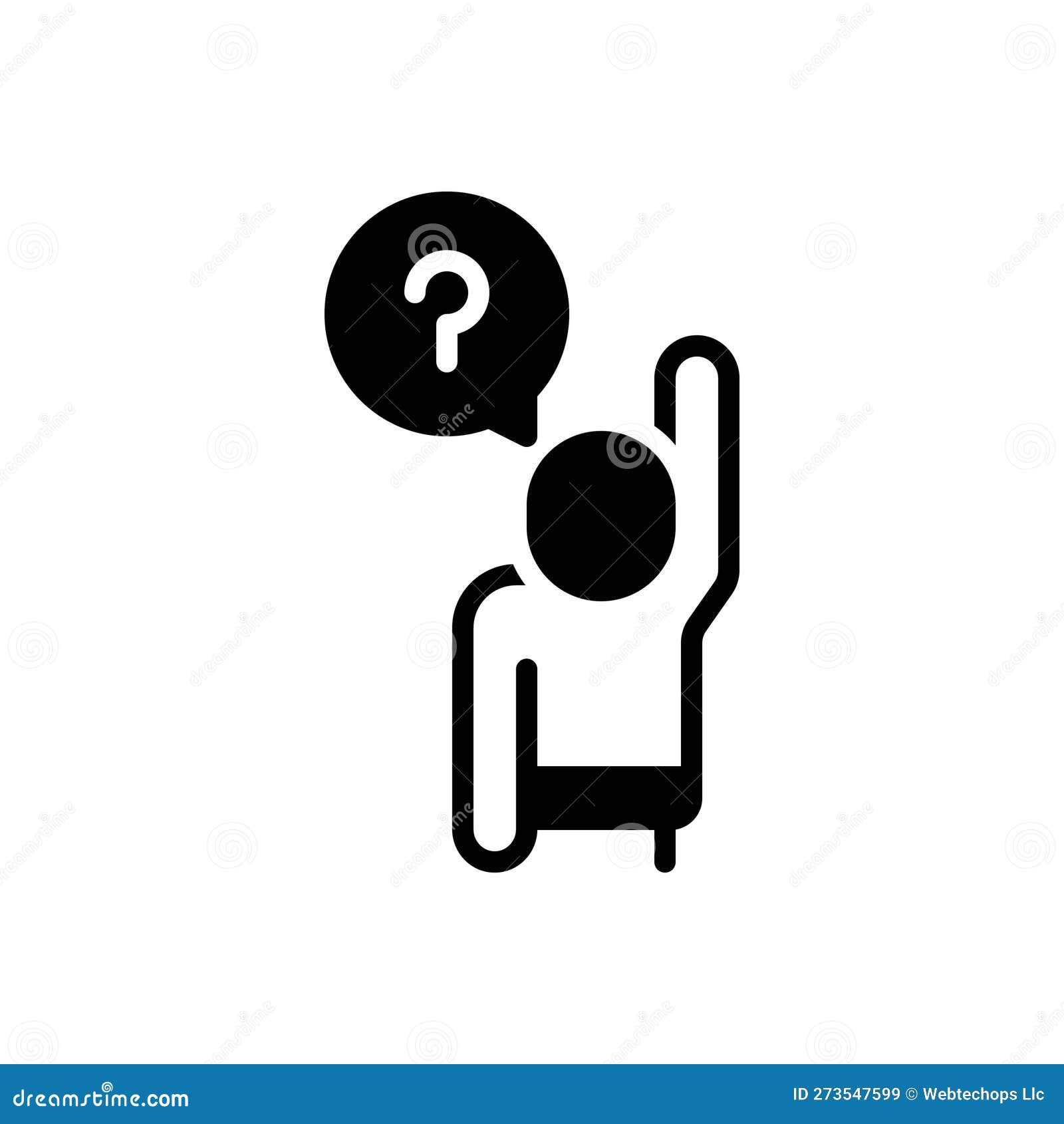 Black Solid Icon for Asked, Question Arise and Hand Rise Stock Vector ...