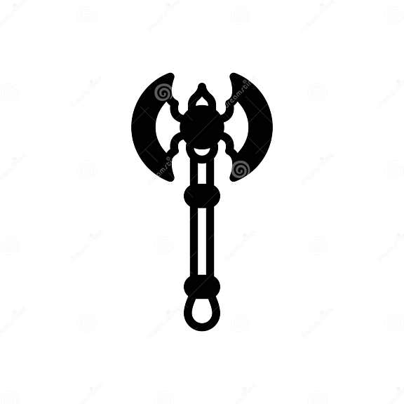 Black Solid Icon for Axes, Weaponry and Pole Stock Illustration ...