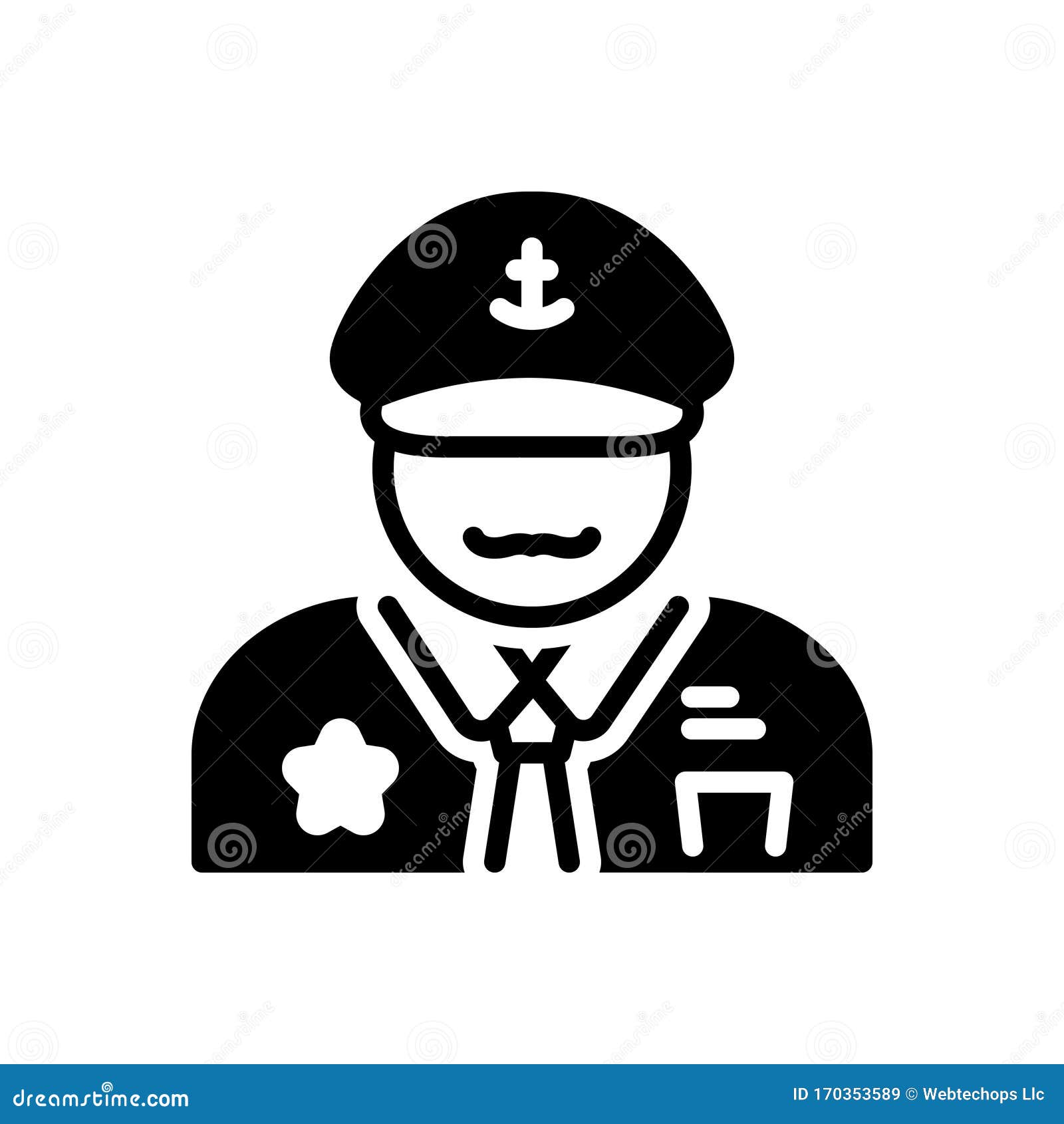 Black Solid Icon for Captain, Skipper and Padrone Stock Vector ...
