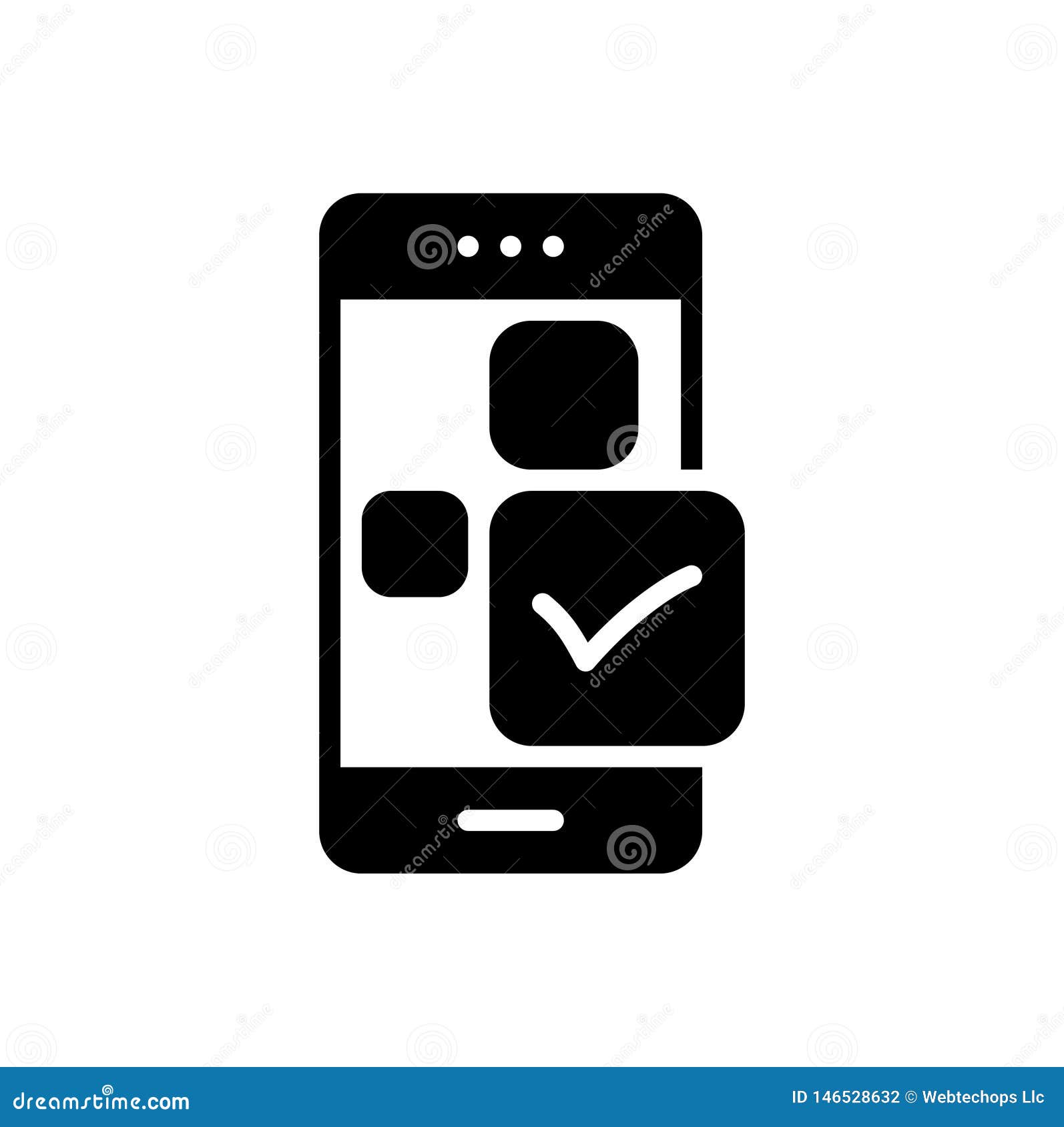 Black Solid Icon for Check App, Application and Approve Stock Vector ...