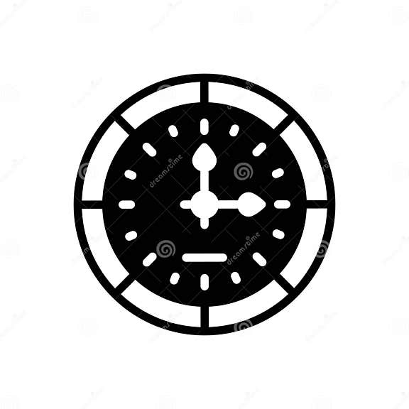 Black Solid Icon for Clock, Time and Clockwise Stock Illustration ...