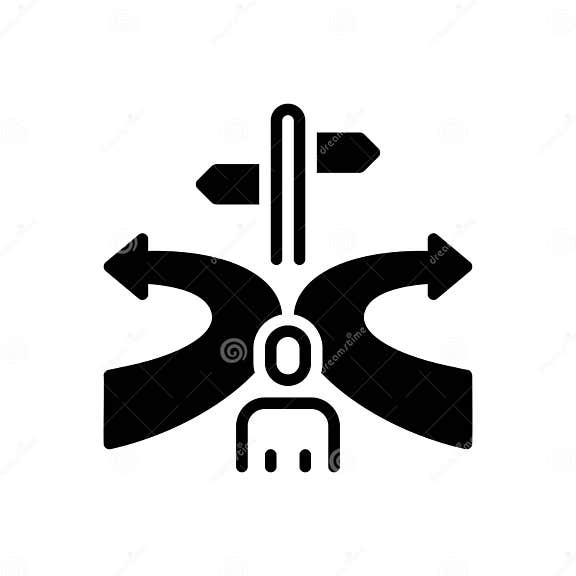 Black Solid Icon for Decision, Decide and Pathway Stock Vector ...