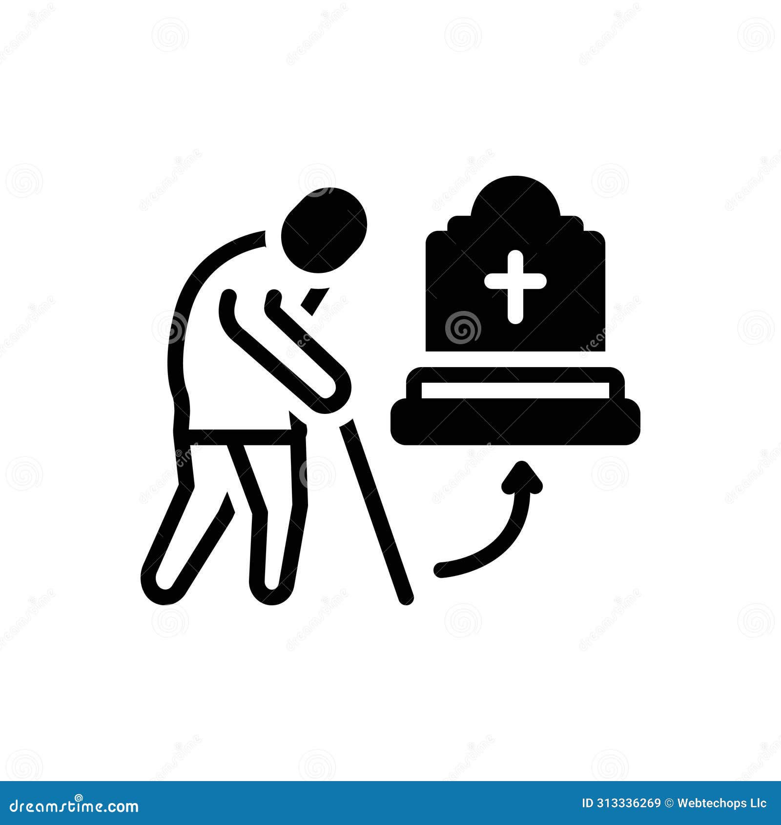 Black Solid Icon for End of Life, End and Death Stock Illustration ...