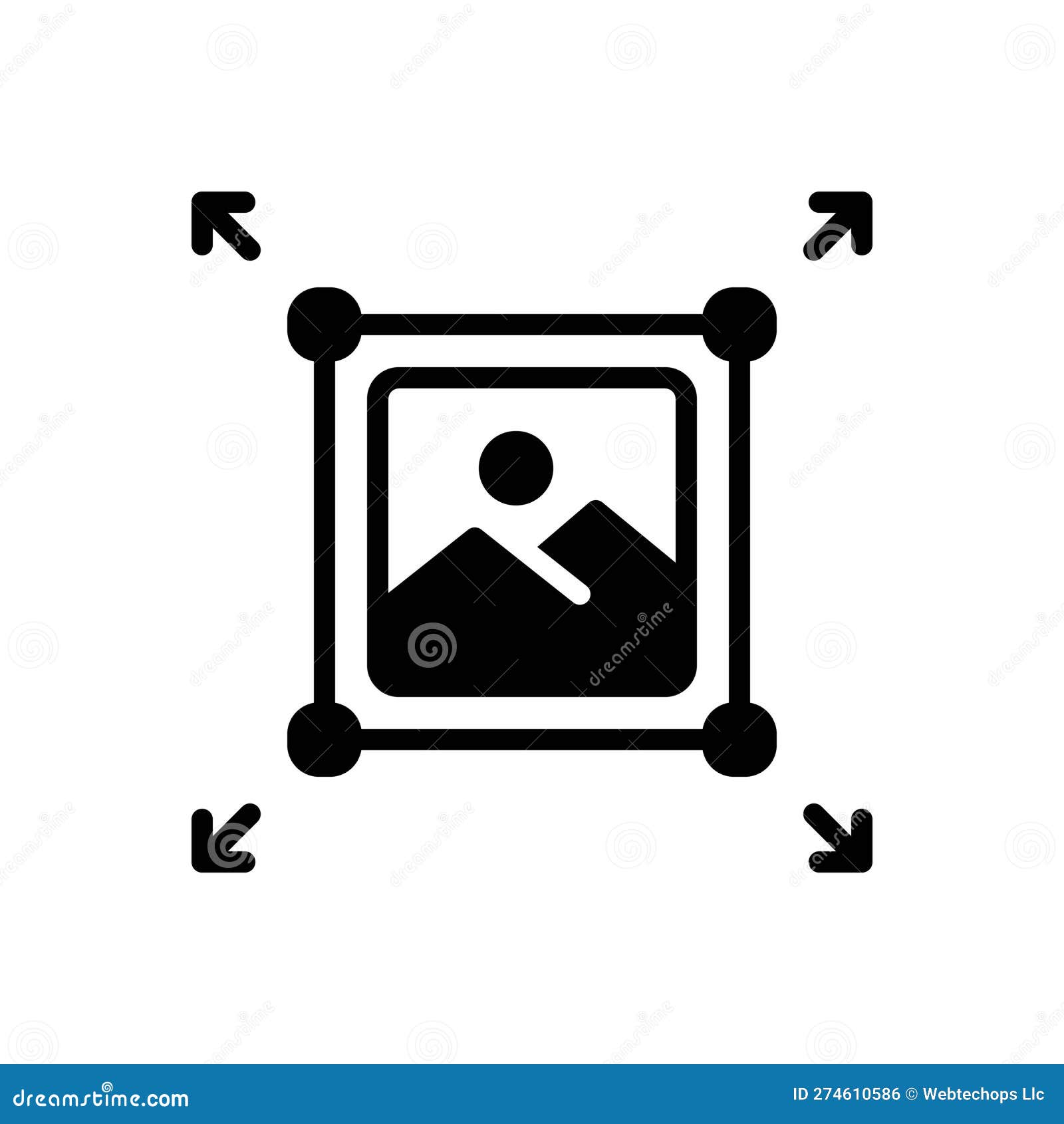 Black Solid Icon for Enlarge, Enhance and Image Stock Vector ...