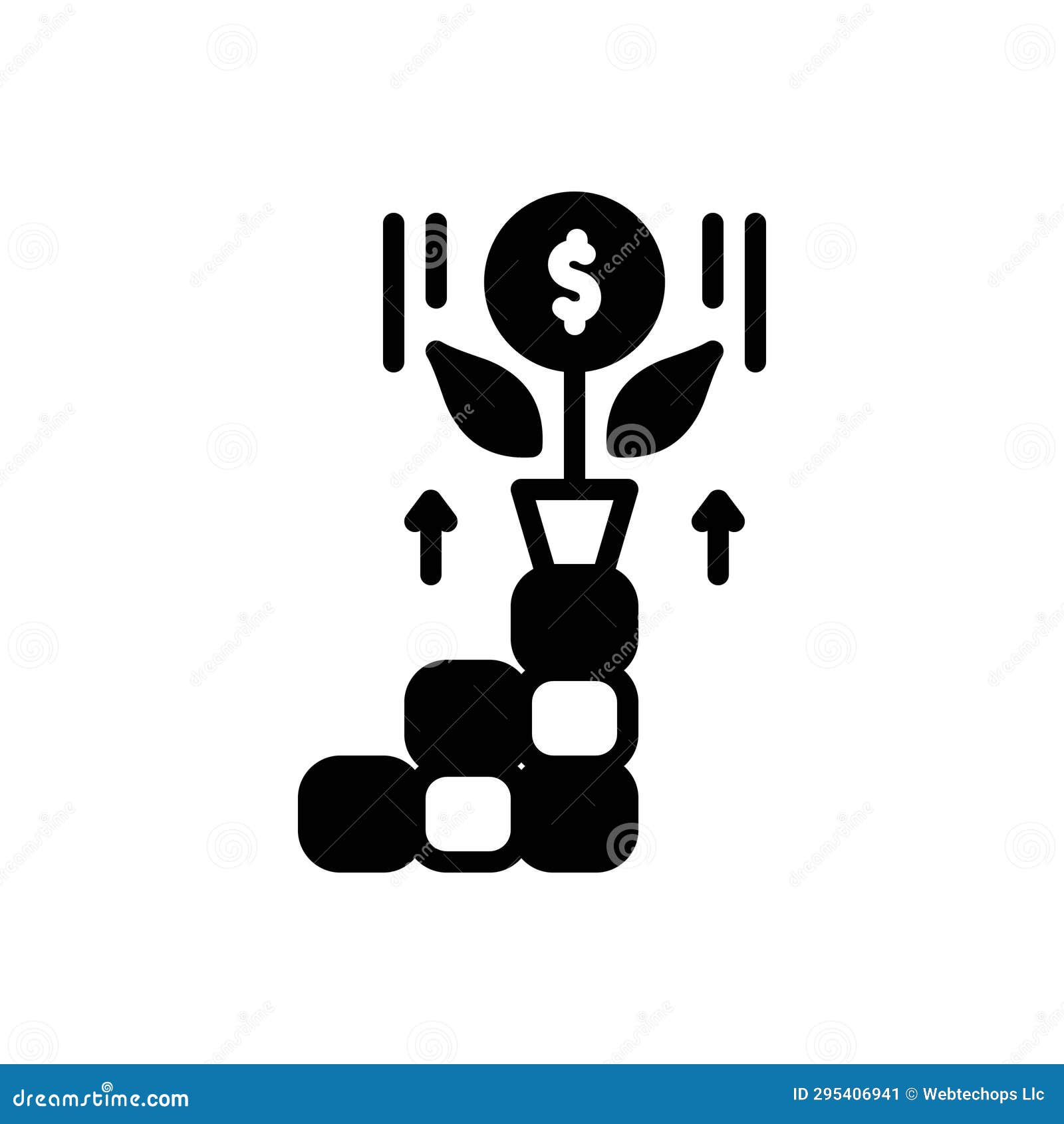 Black Solid Icon for Grow, Increase and Money Stock Vector ...