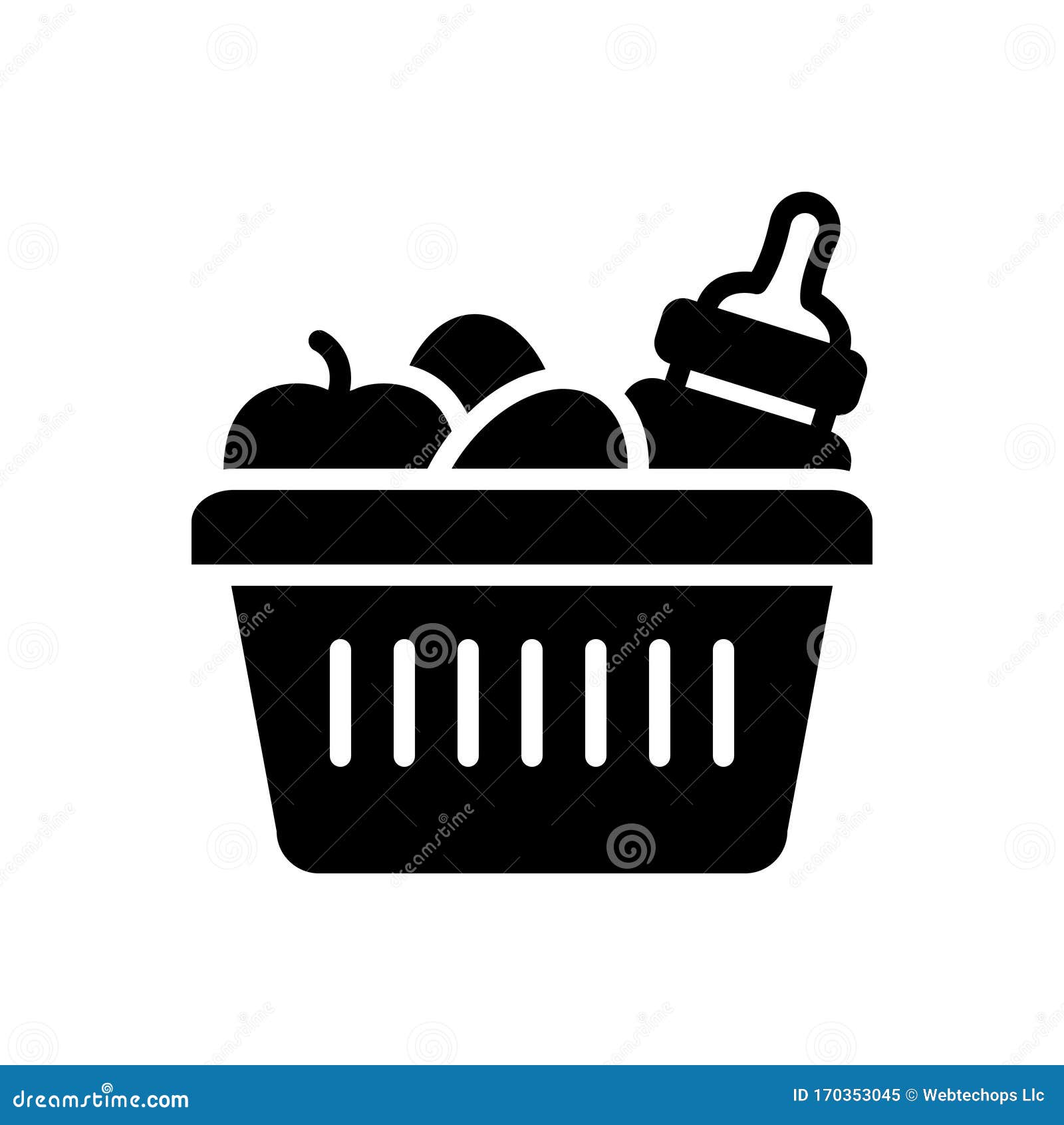 Black Solid Icon for Hamper, Baby and Food Stock Illustration ...