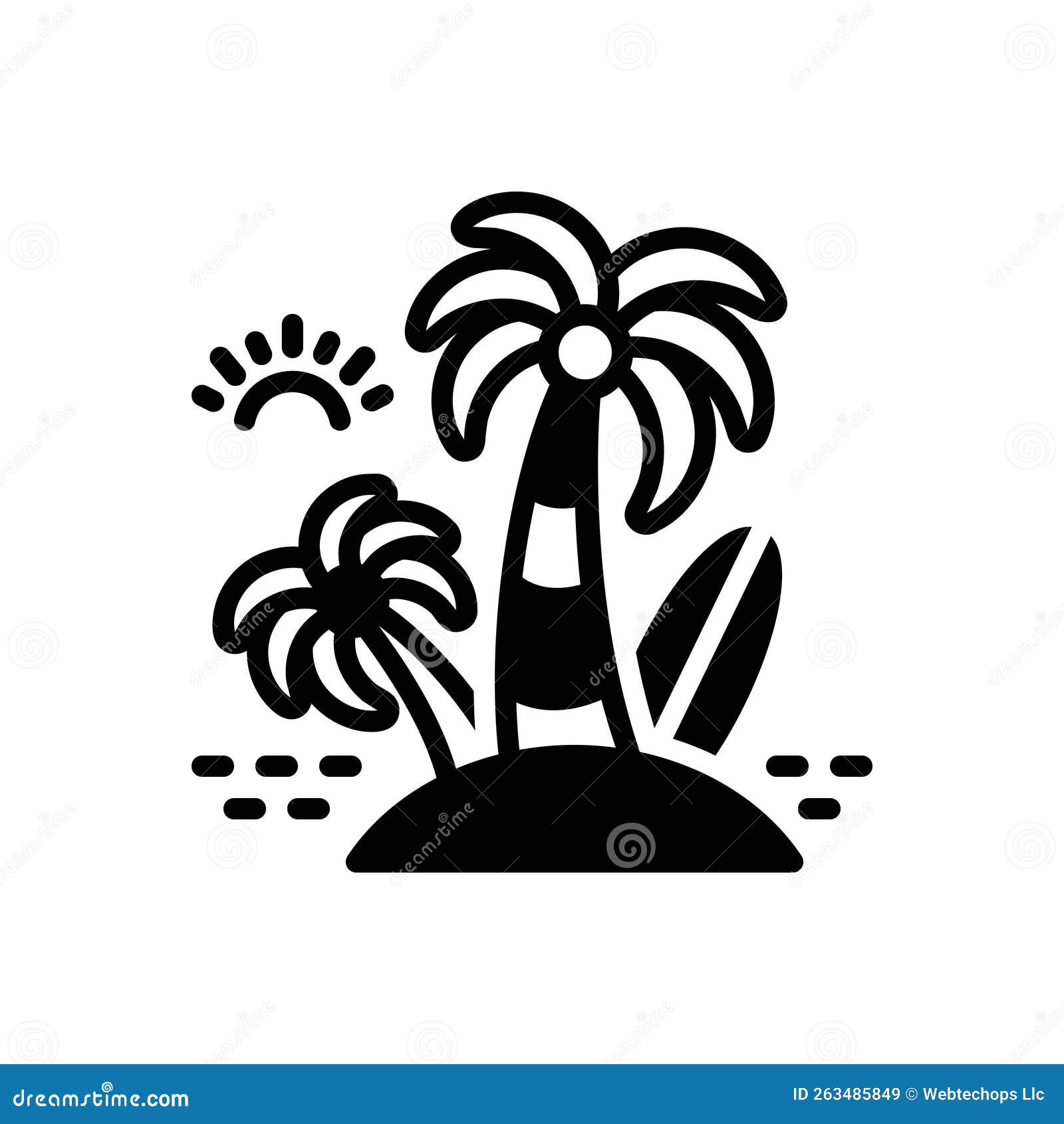 Black Solid Icon for Hawaii, Tree and Coconut Stock Vector ...