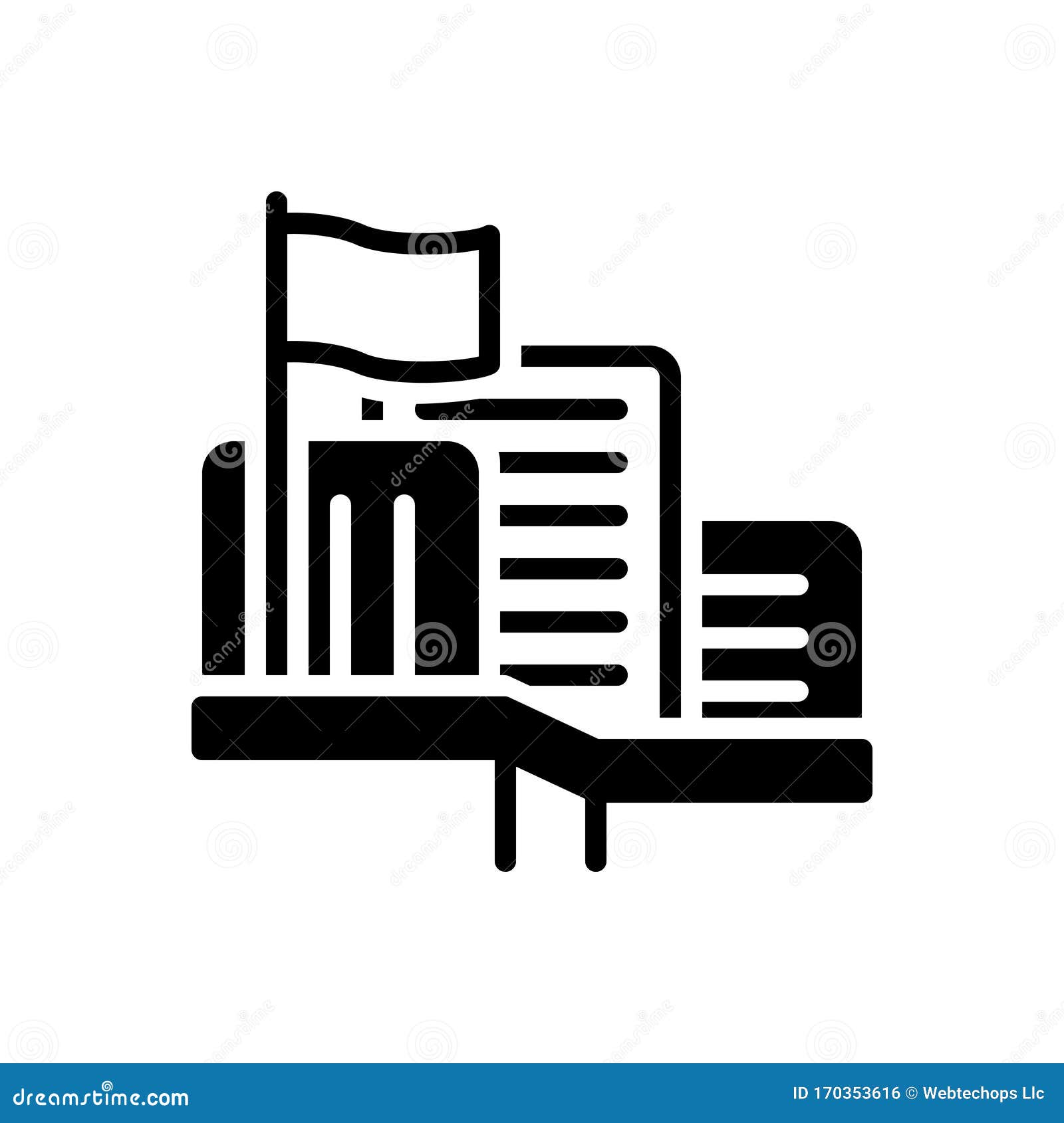 Black Solid Icon for Headquarters, Command Post and Central Stock ...