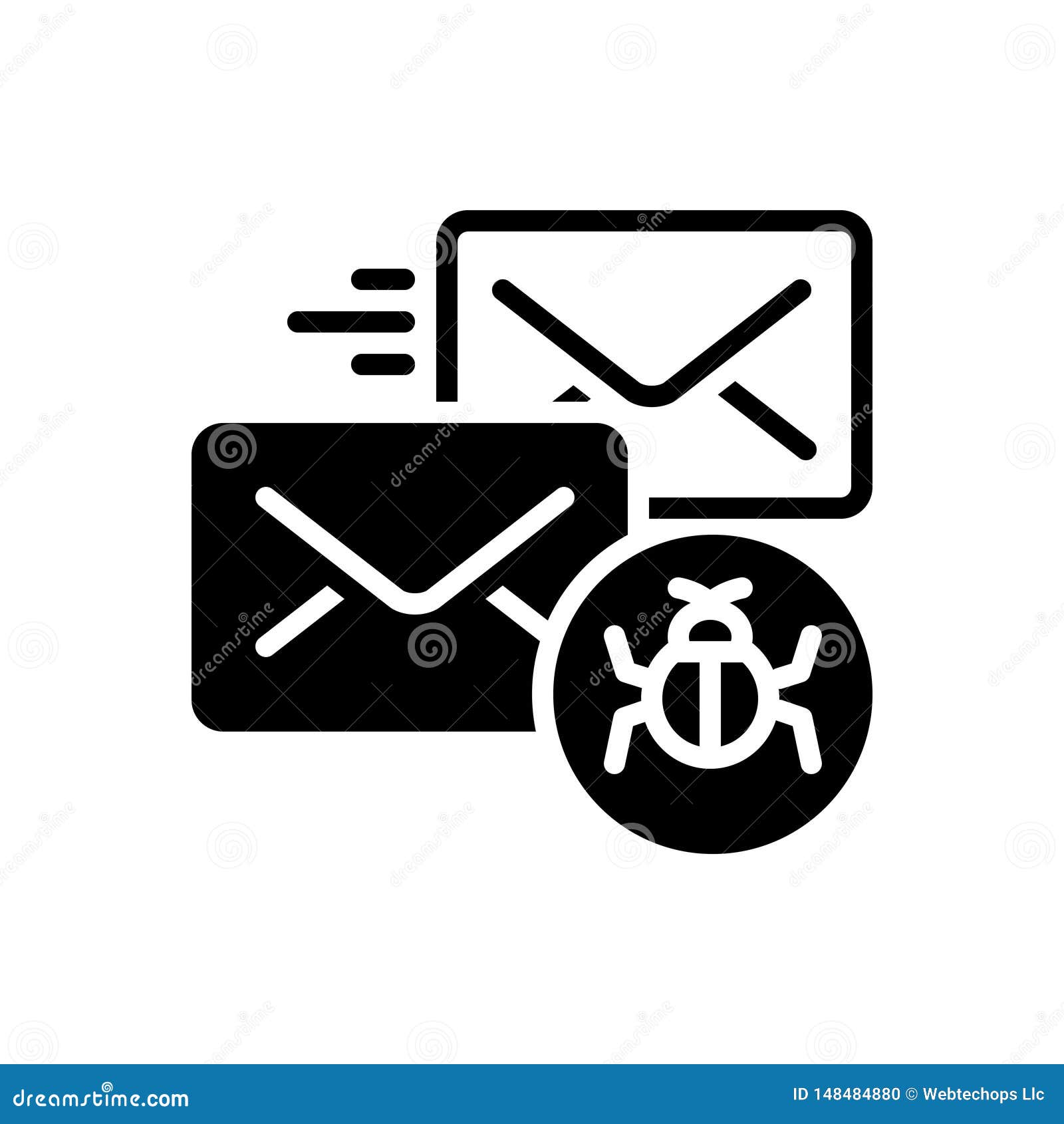 Black Solid Icon for Infected Mail, Malware and Protection Stock Vector ...