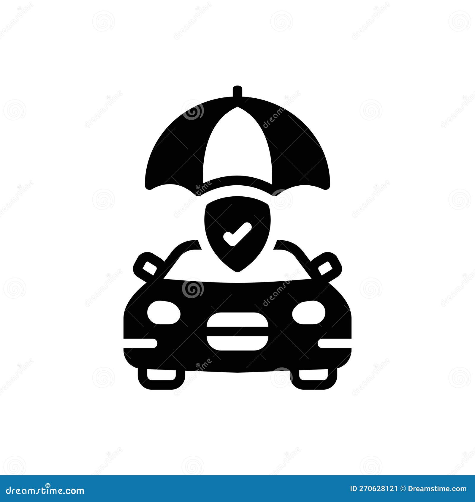 Black Solid Icon for Insured, Guaranteed and Car Stock Vector ...