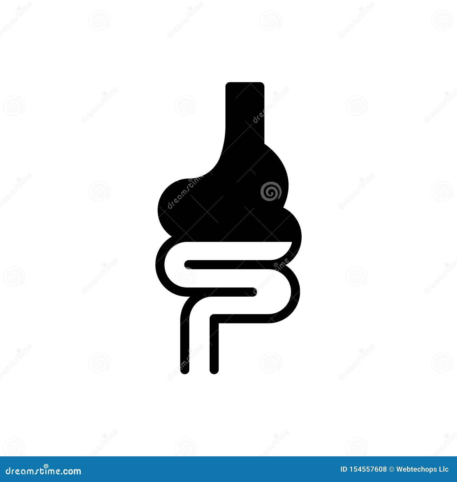 Black Solid Icon for Intestine, Appendix and Human Stock Vector ...