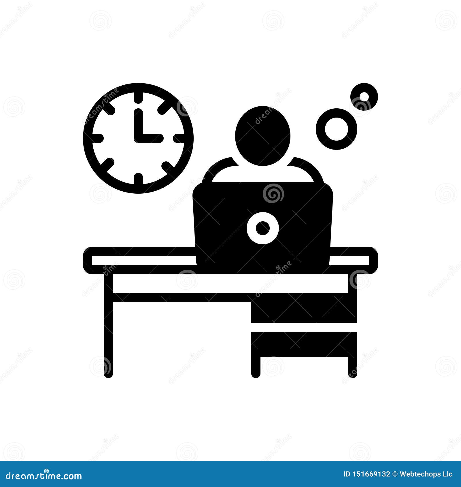 Black Solid Icon for Man Hour, Work and Laptop Stock Vector ...