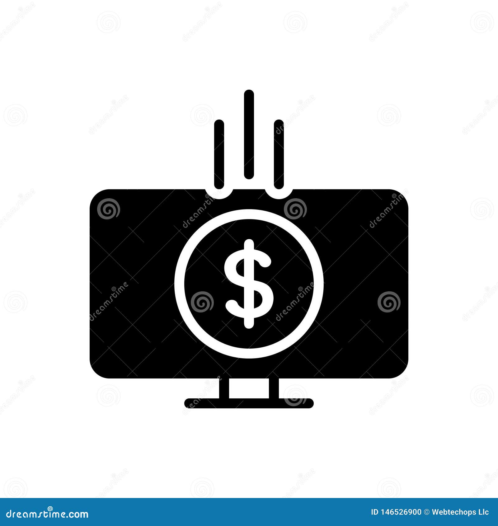 Black Solid Icon for Monetizing, Earning and Online Stock Vector ...