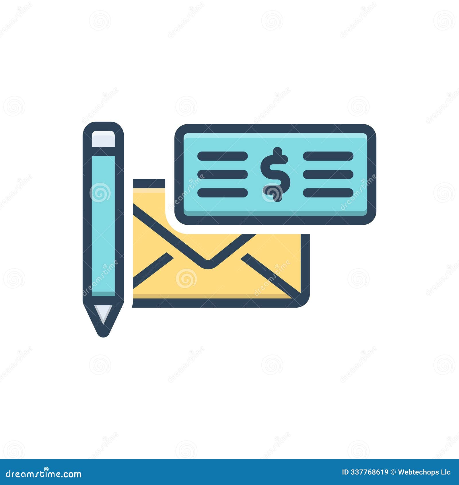 Color Illustration Icon for Paycheck, Cheque and Book Stock ...