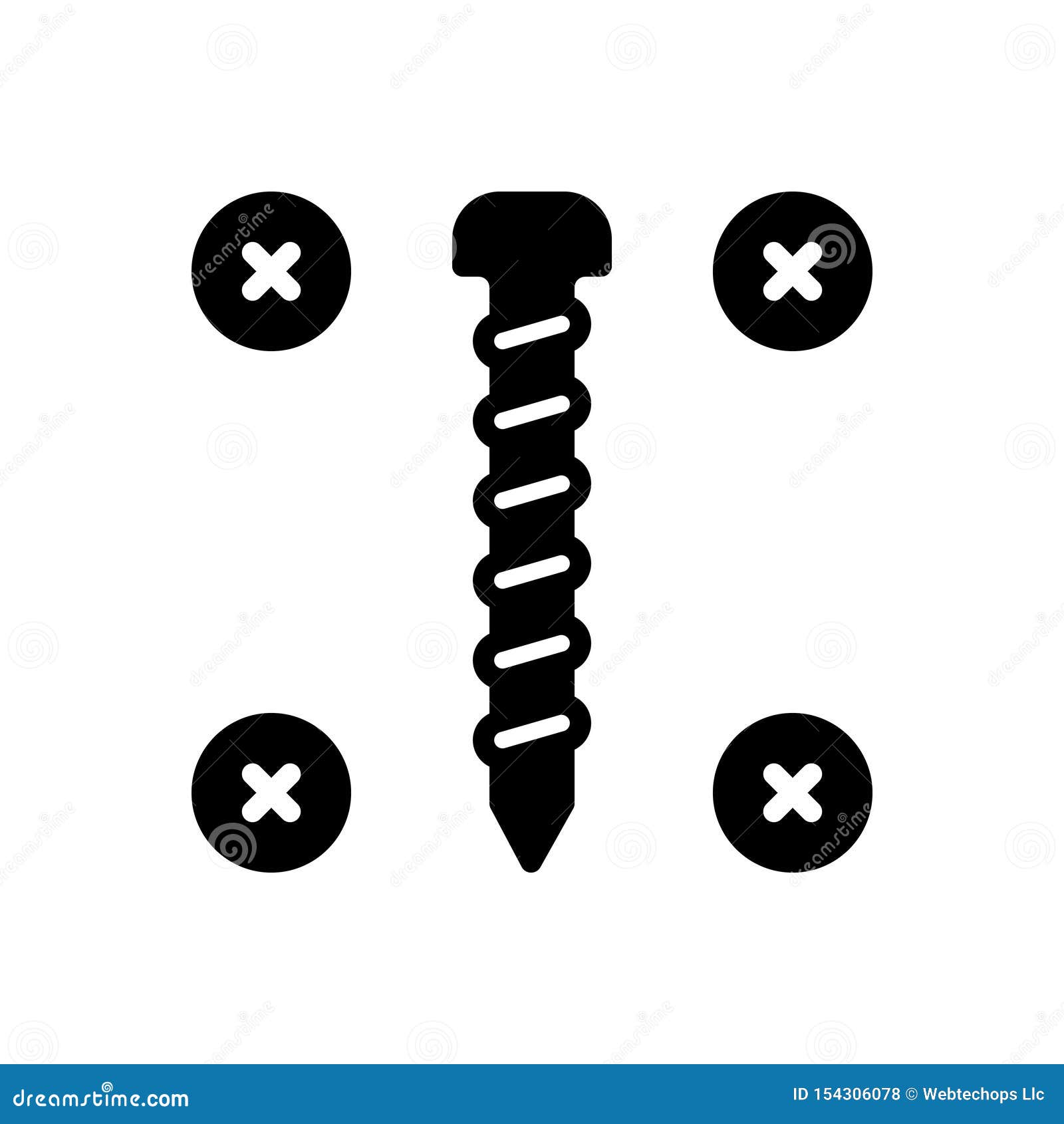 Black Solid Icon for Screw, Hardware and Bolt Stock Illustration ...