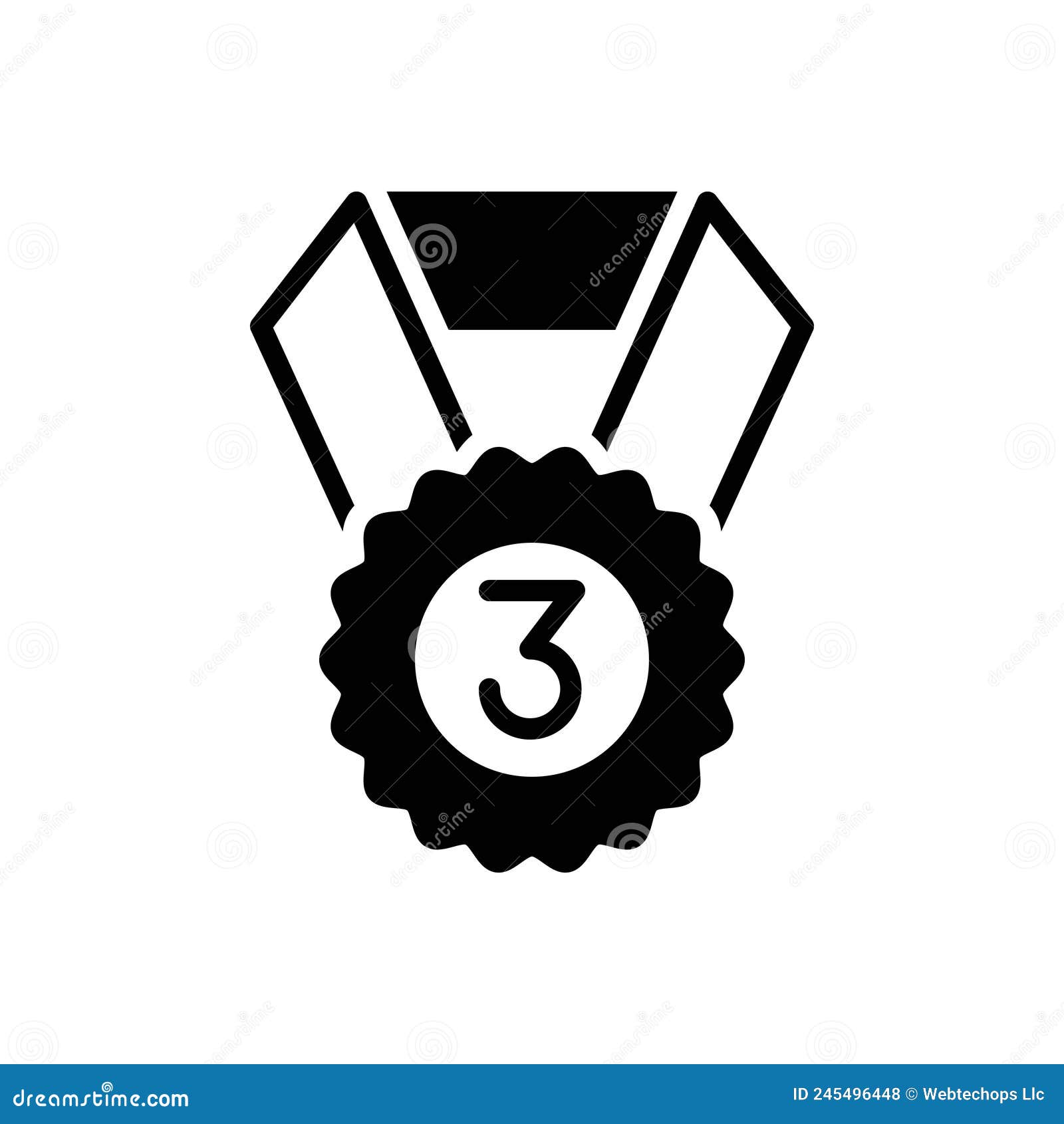 Black Solid Icon for Third, Medal and Win Stock Vector - Illustration ...