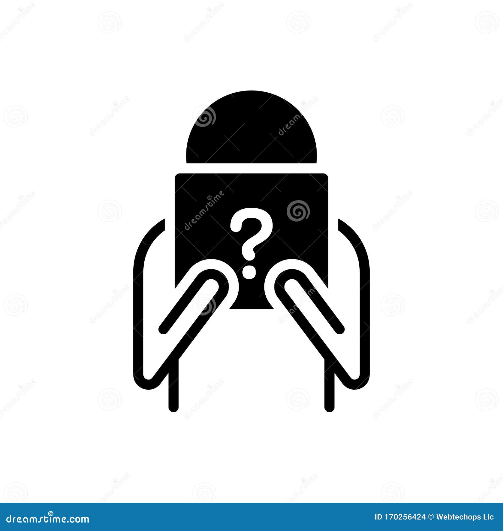 Black Solid Icon for Unknown, Unnamed and Unfamiliar Stock Illustration ...