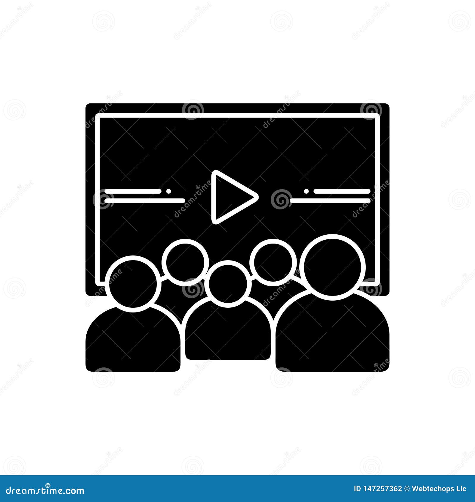 Black Solid Icon for Video, Screening and Audience Stock Vector ...