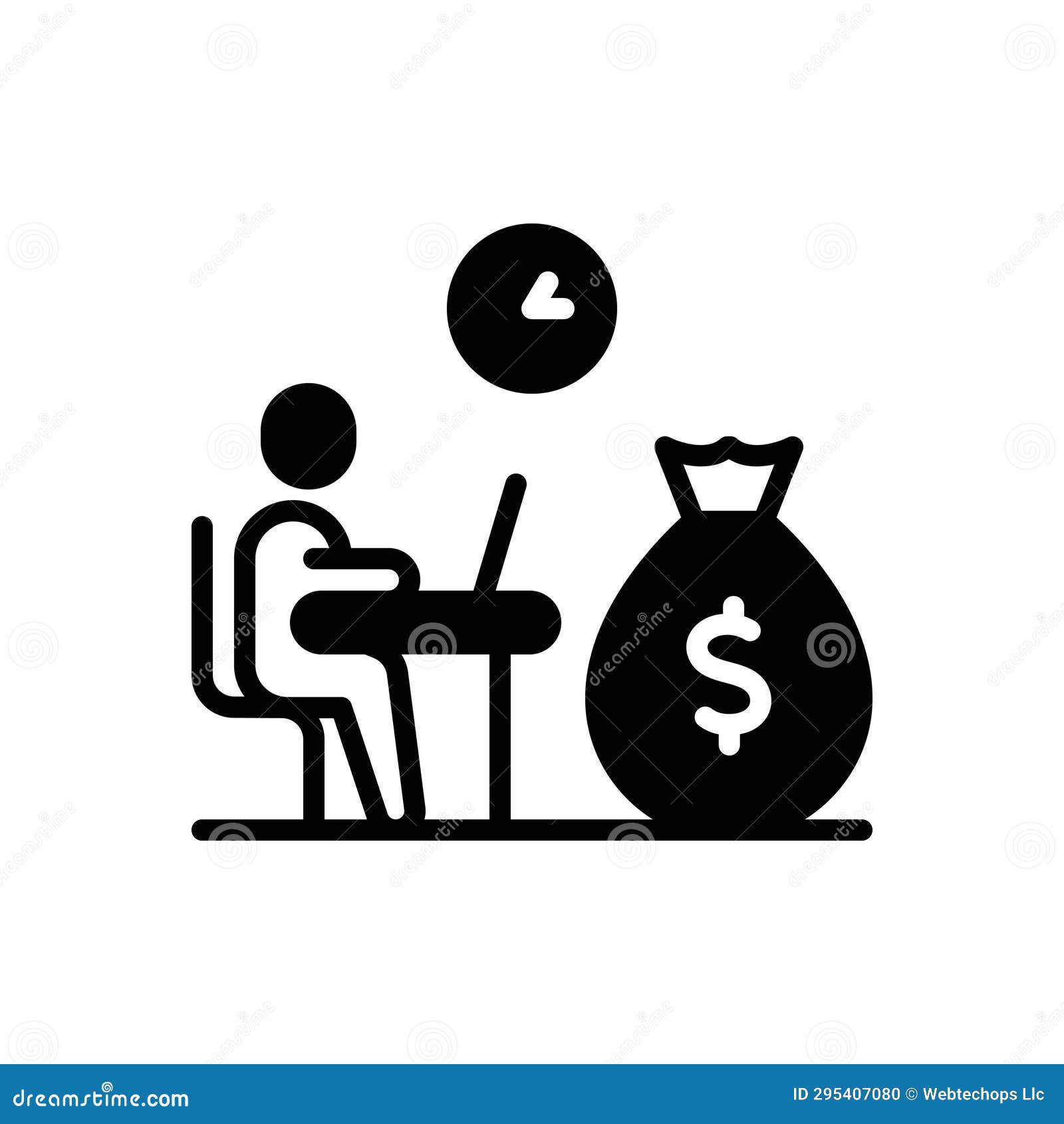Black Solid Icon for Wages, Salary and Income Stock Vector ...