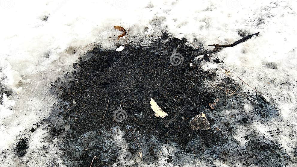 Black soot on white snow stock image. Image of asphalt - 361045685