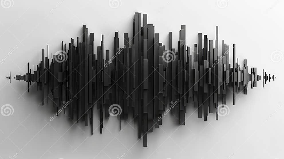 Black Sound Wave Made of Rectangles on a White Background AIG535 Stock ...