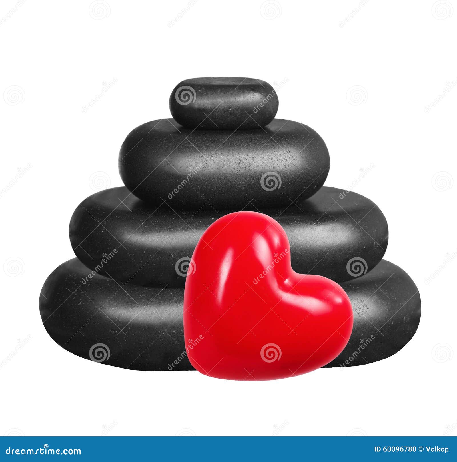 Black Spa Stones and Red Heart Isolated on White Stock Photo - Image of ...