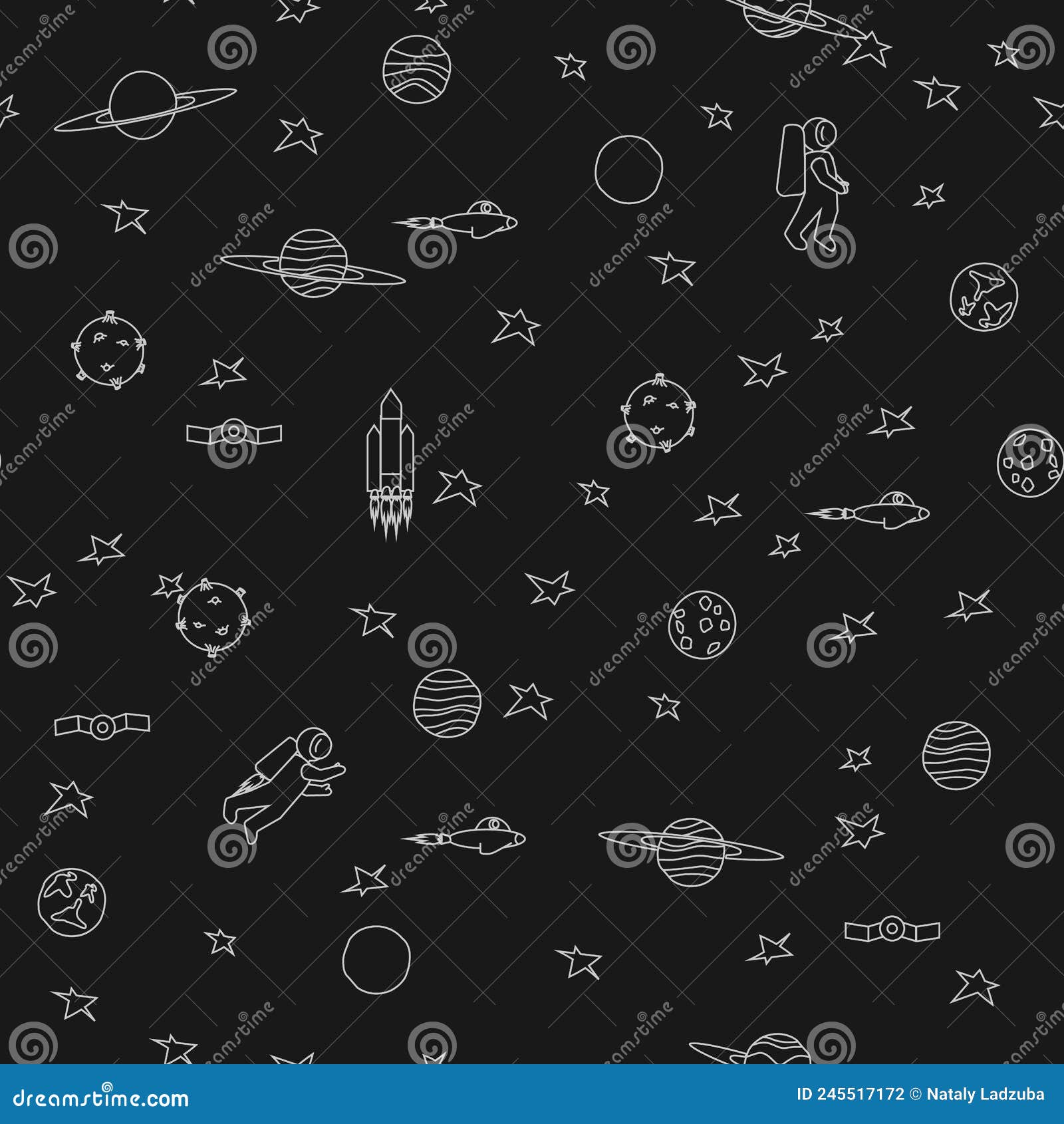 Black Space Background. Seamless Pattern Stock Vector - Illustration of ...