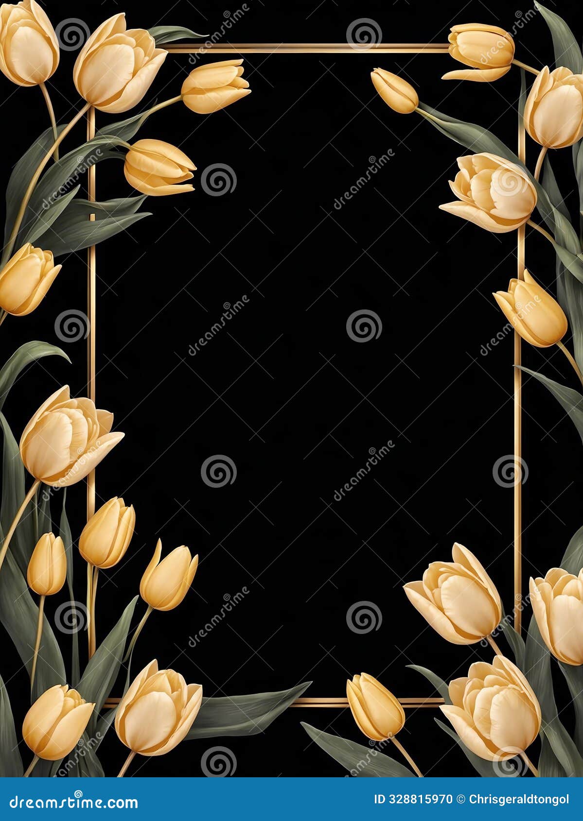 Black Space for Text with Floral Border Ai Generated Stock Illustration ...