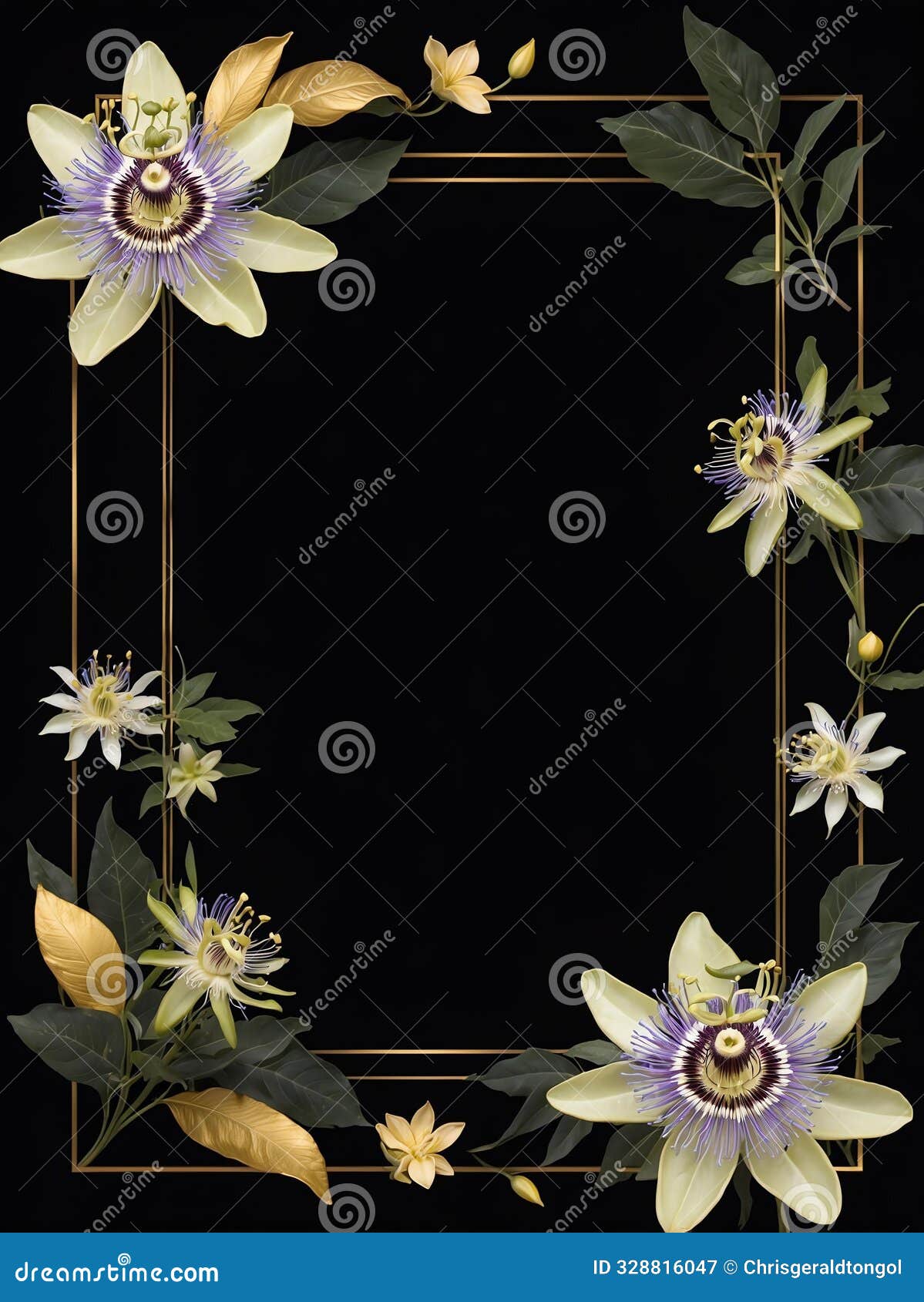 Black Space for Text with Floral Border Ai Generated Stock Illustration ...