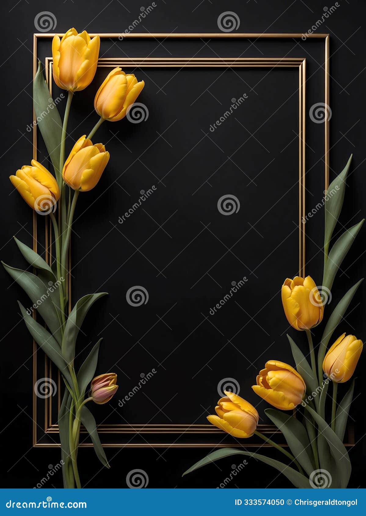 Black Space for Text with Floral Border Ai Generated Stock Illustration ...