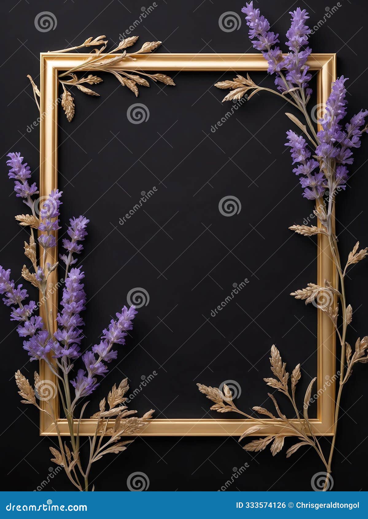 Black Space for Text with Floral Border Ai Generated Stock Illustration ...