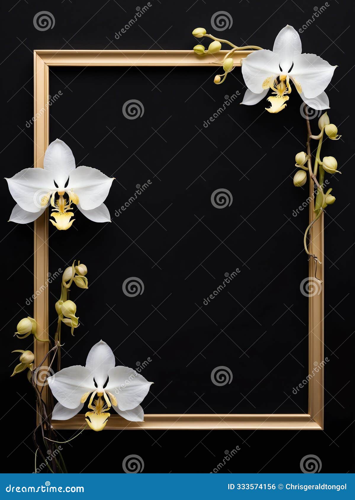 Black Space for Text with Floral Border Ai Generated Stock Illustration ...